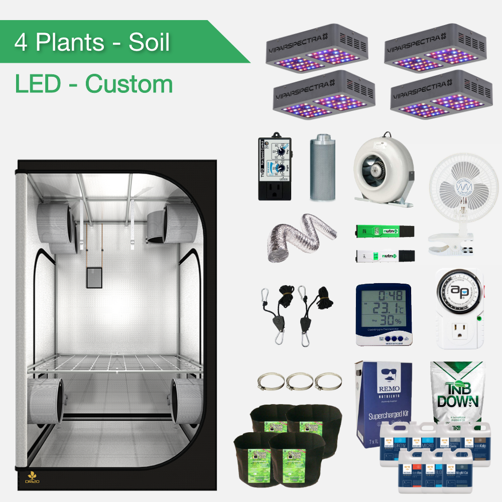 LED Soil Complete 4 Plants Indoor Grow Kits for Sale - GrowPackage.com