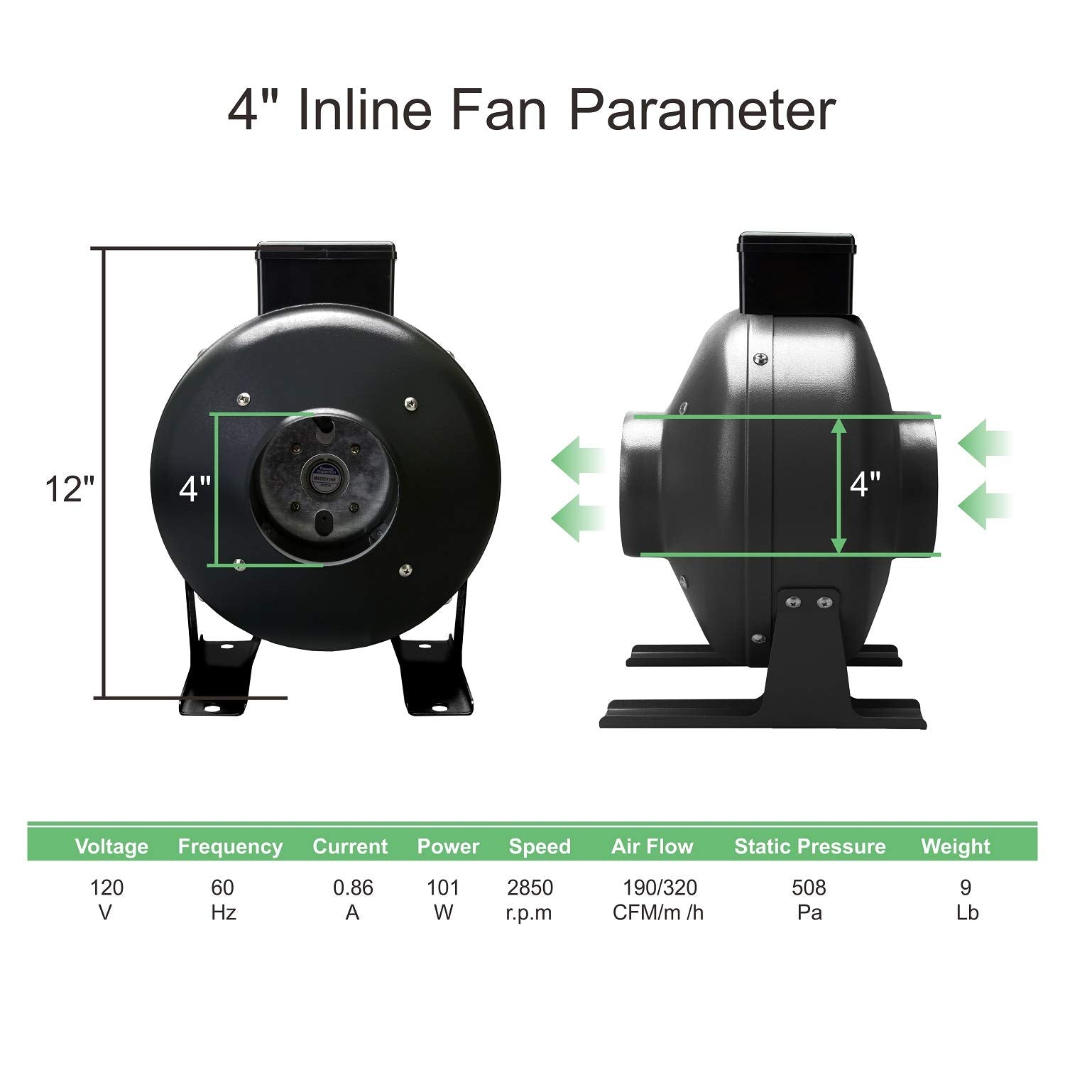 ECO FARM IN-LINE FANS 4/6/8/10 Inches InLine Fans for Grow Tent for ...